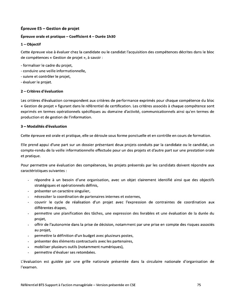 BTS SAM - Epreuve E5 - Déroulé de L'épreuve | PDF