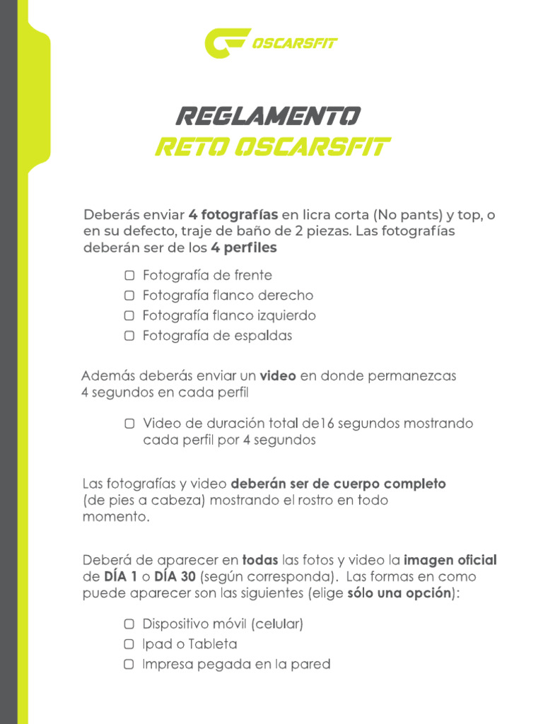 Reglamento Oscar Fit | PDF