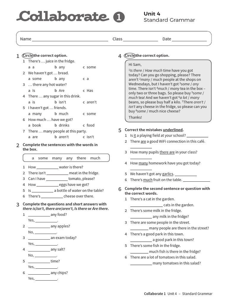 Collaborate WS 1 Standard Grammar Unit 4 | PDF | Cuisine | Foods