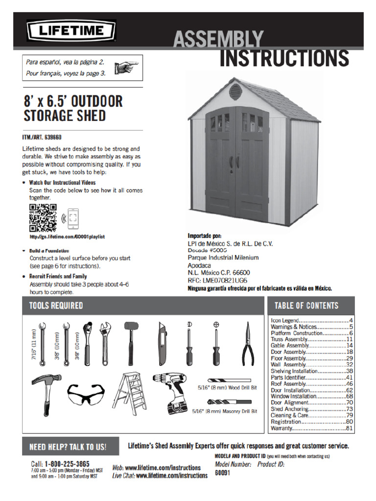 Lifetime Shed 60091 Manual | PDF