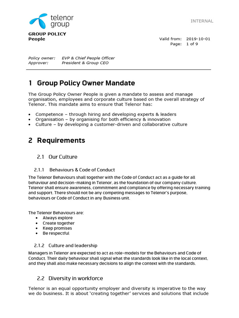 Group People Policy OHS June 2021 | PDF | Recruitment | Employment