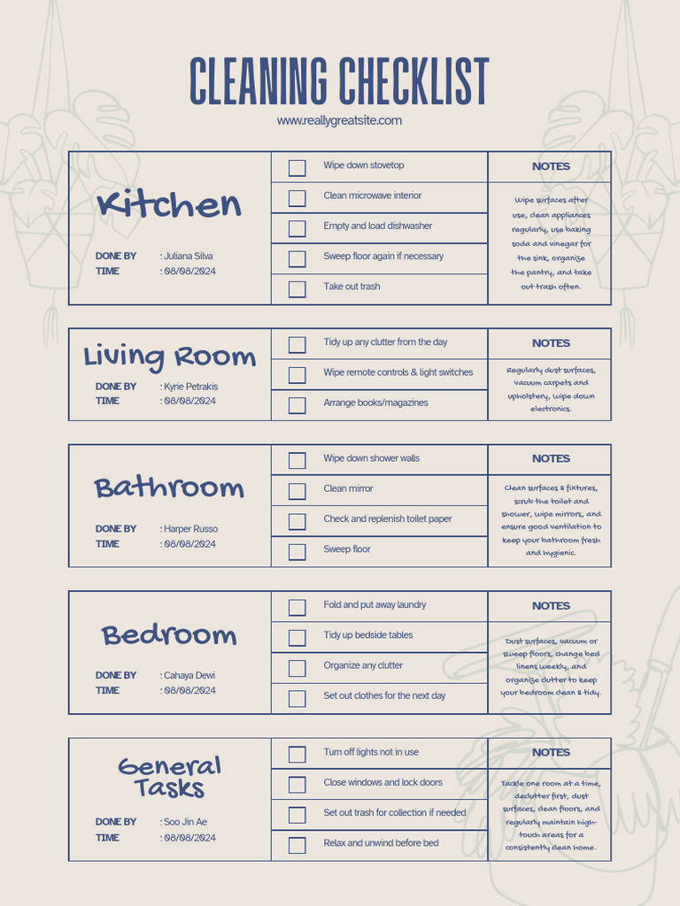 White Simple Minimal Cleaning Checklist | PDF | Bathroom | Hygiene
