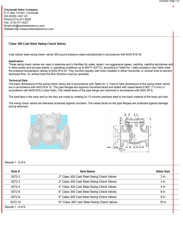 Class 300 Cast Steel Swing Check Valves | PDF | Valve | Pipe (Fluid Conveyance)