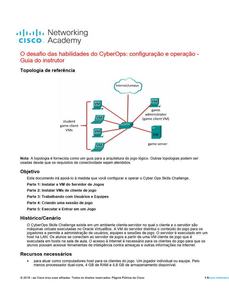 CyberOps v1.1 Instructor Game Instructions | PDF | Servidor (informática) | Máquina virtual