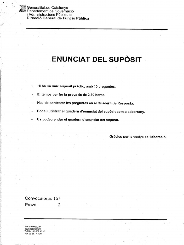 157 Gestió - Supòsit Pràctic | PDF