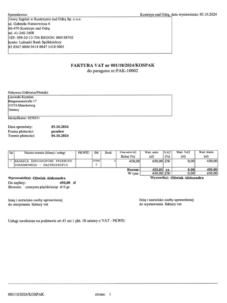 Faktura Lisowski (1) | PDF