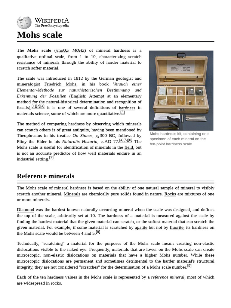 Mohs_scale | PDF | Materials | Mineralogy