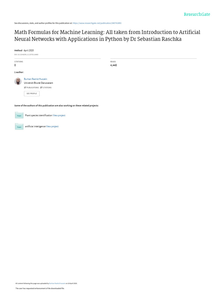 Math Formula For Machine Learning | PDF | Cyberspace | Computing