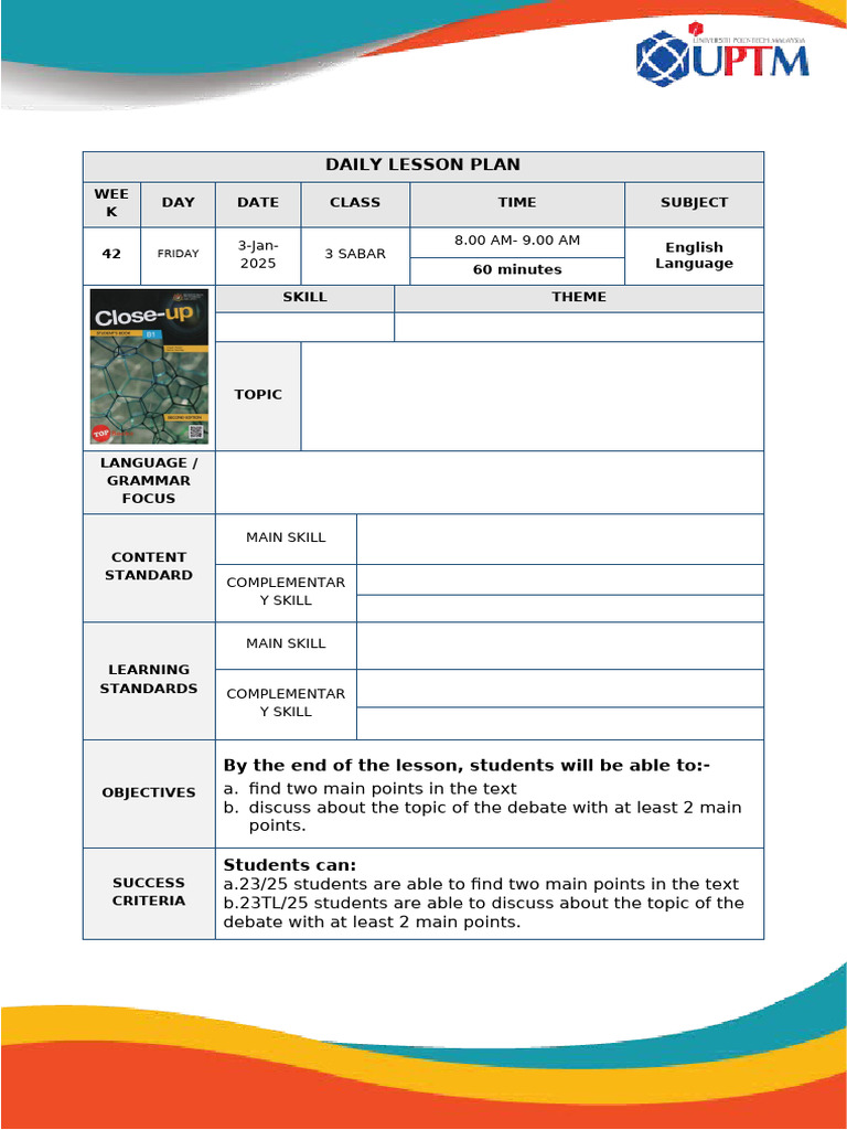 FORM 3 LESSON PLAN UPTM 12.12.2024 | PDF | Endangered Species | Ecology