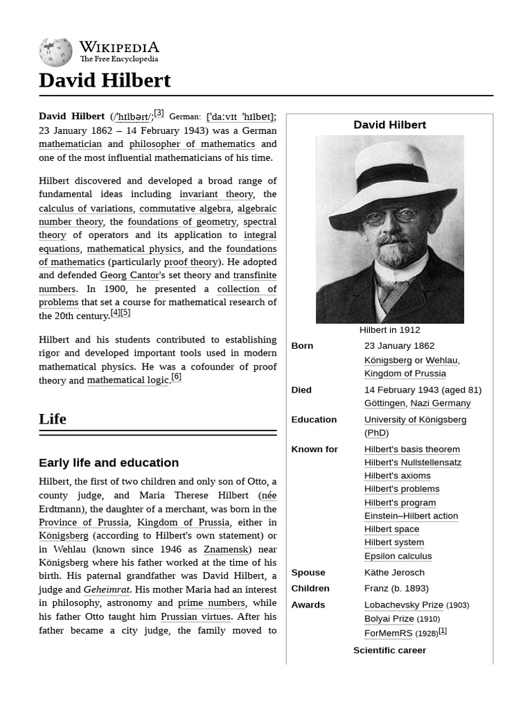 David_Hilbert | PDF | Axiom | Mathematics