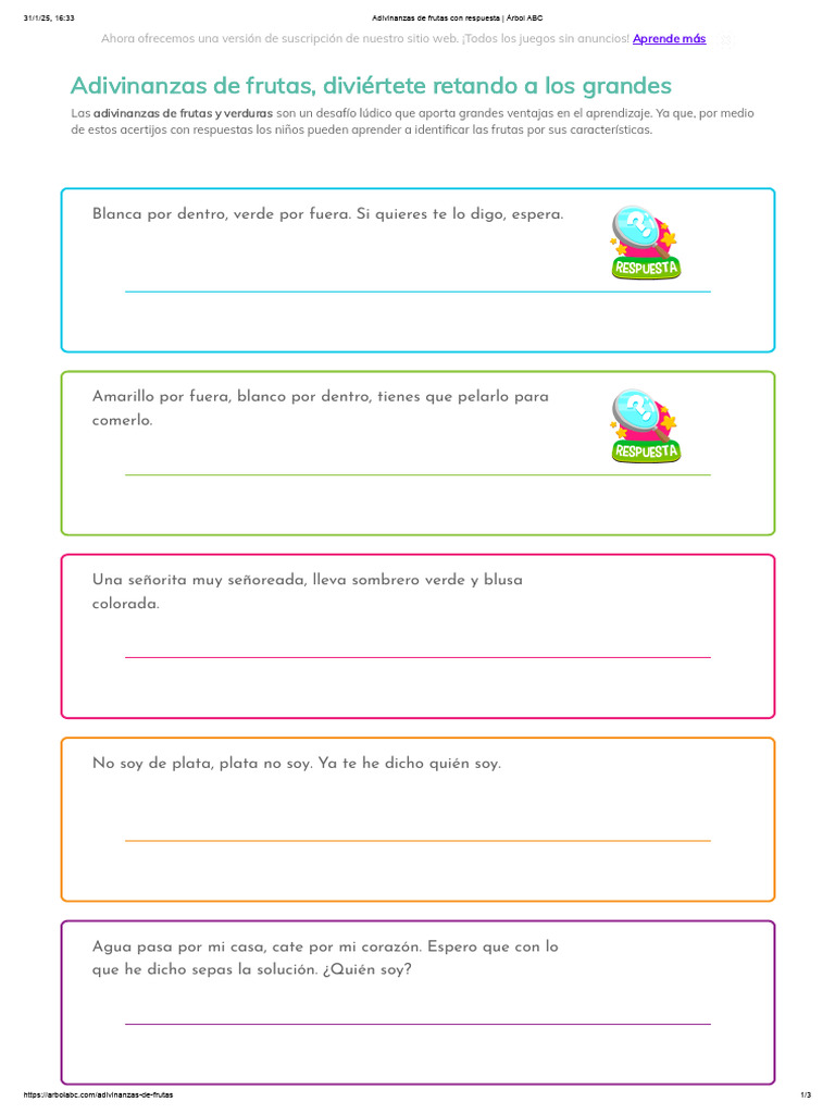 Adivinanzas de Frutas | PDF | Fruta