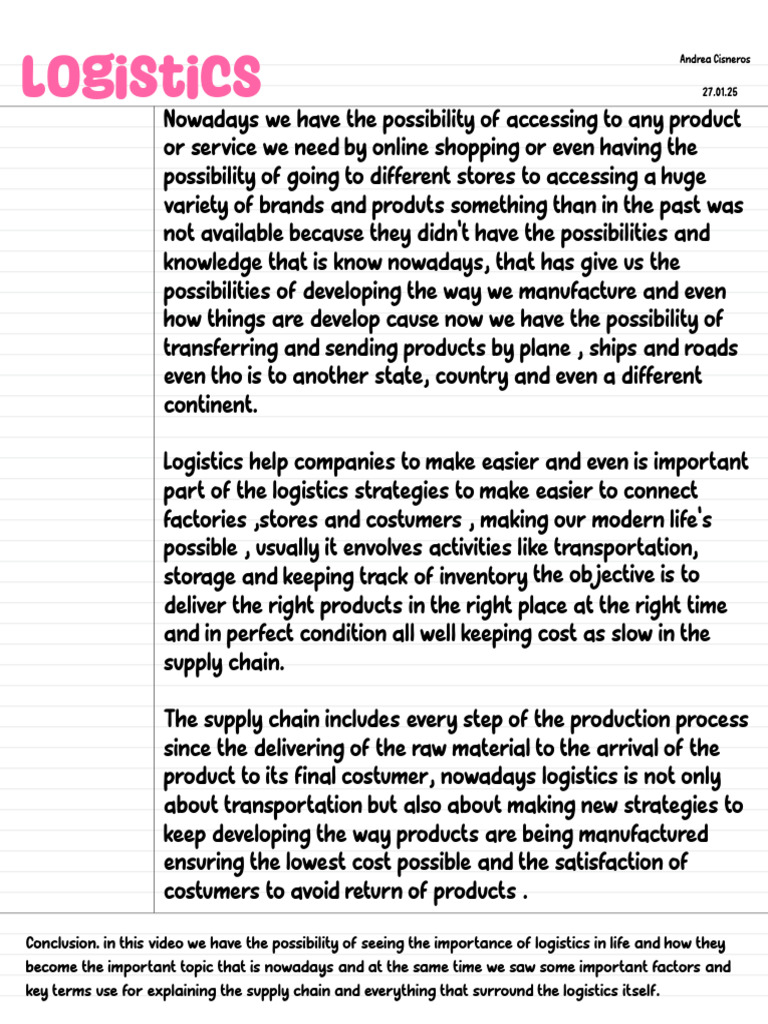 Logistics Vid Team 1 | PDF | Logistics | Supply Chain