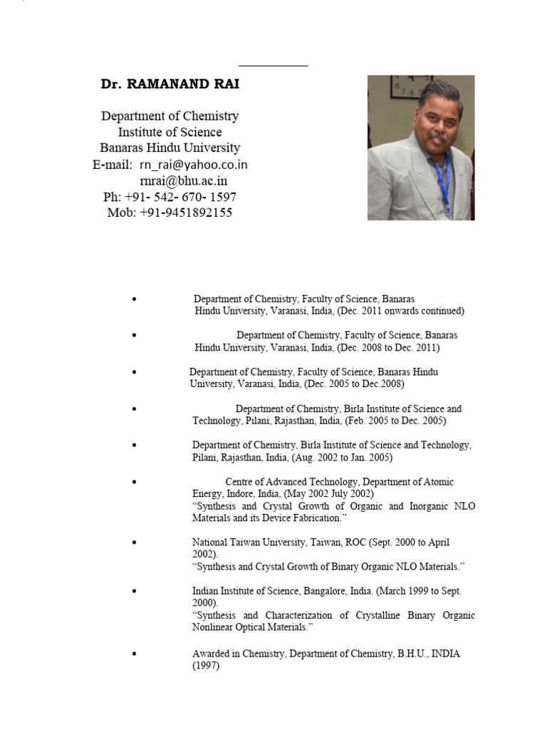 Rai Sahab Ka Resume | PDF | Materials Science | Spectroscopy