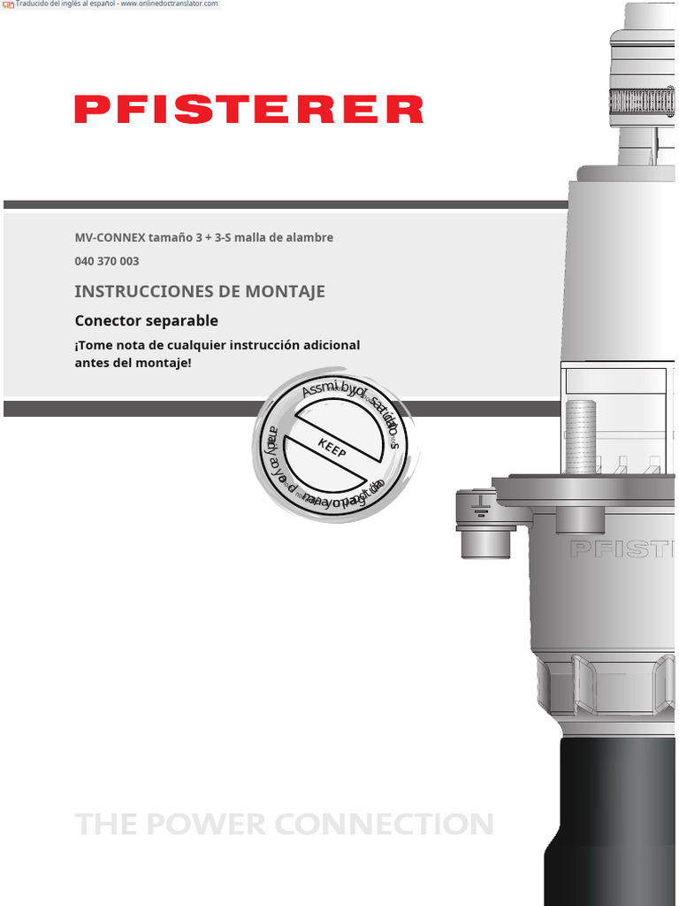 Instrucciones Montaje MV-CONNEX 3+3-S | PDF | Conector eléctrico ...