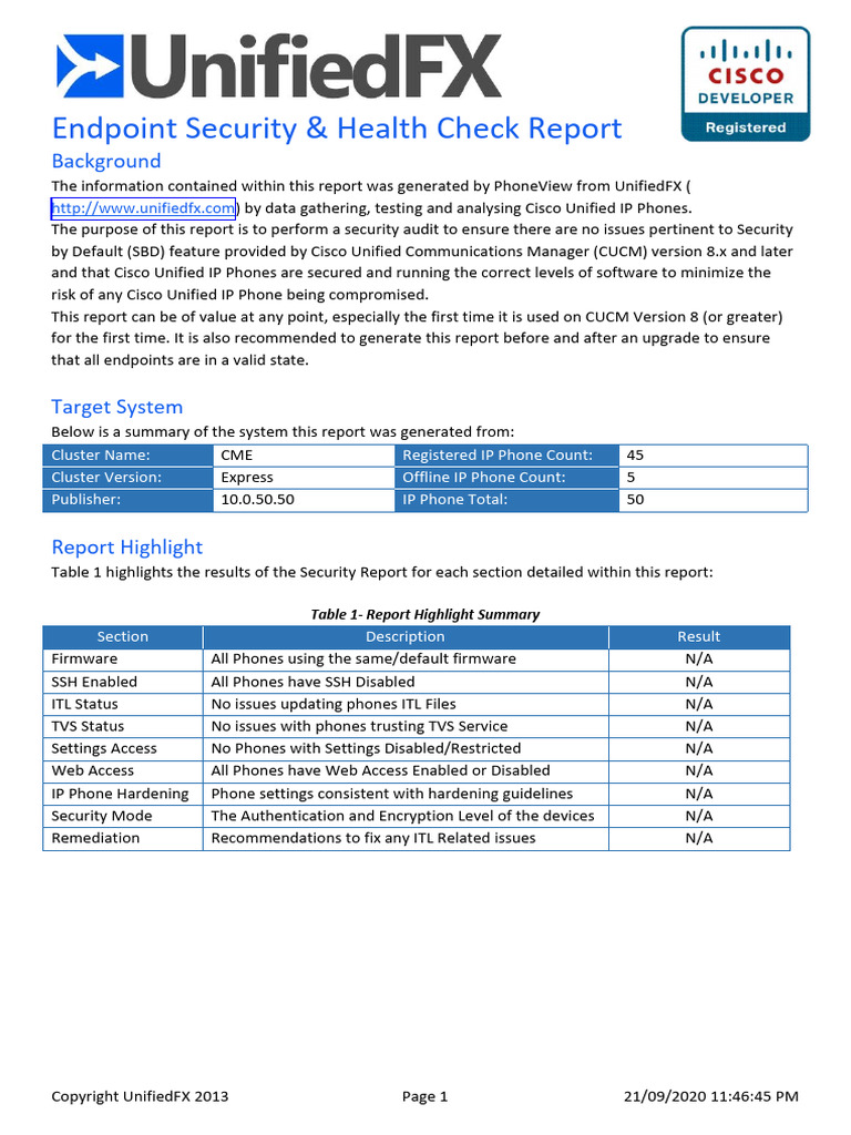 CME Endpoint Report (Monday, September 21, 2020 11-46-43 PM) | PDF ...