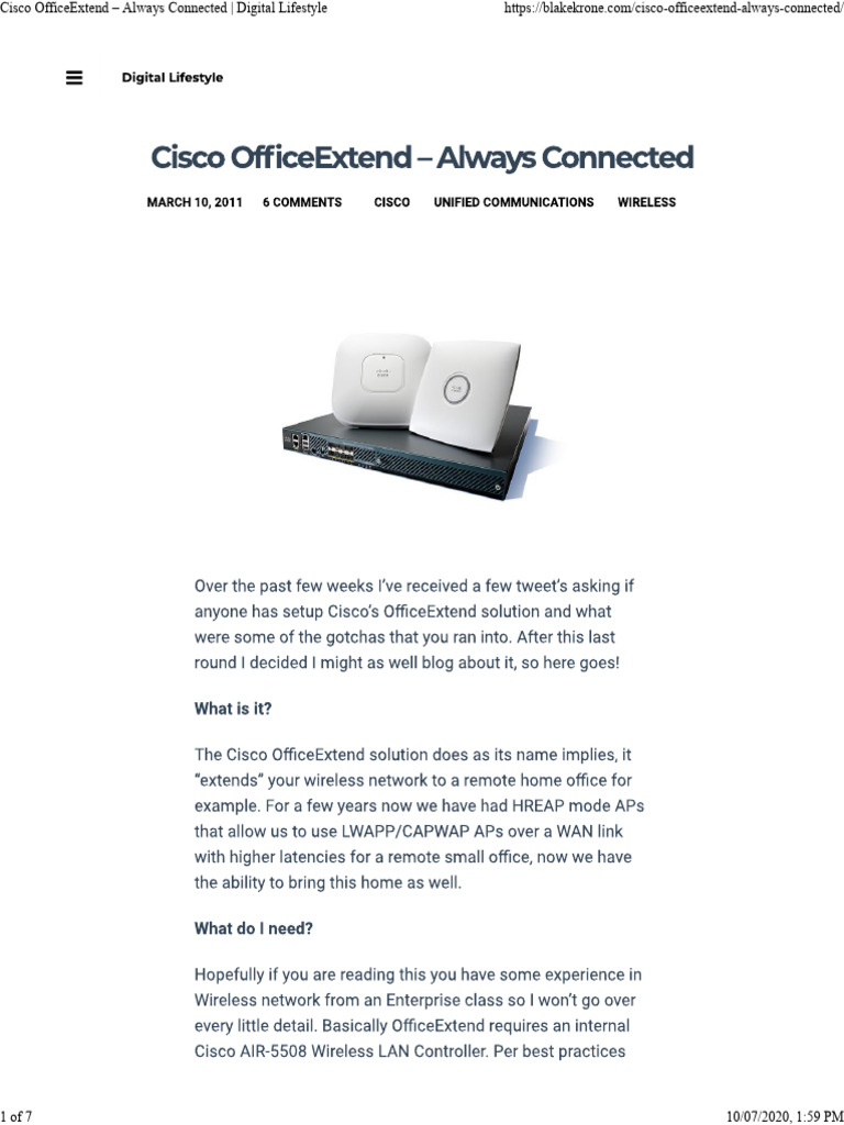 Cisco OfficeExtend – Always Connected | PDF