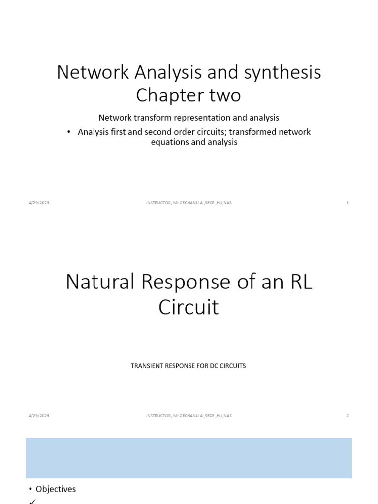 Chapter Two Lecture 2 RCand RL Circuits Response | PDF | Electrical Network | Capacitor