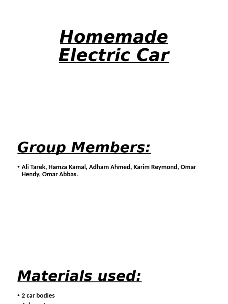 Homemade Electric Car Pdf