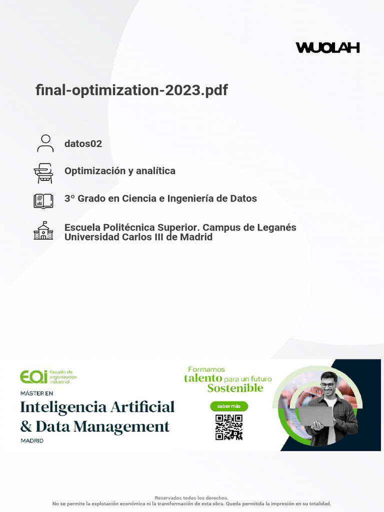 Wuolah Free Final Optimization 2023 | PDF