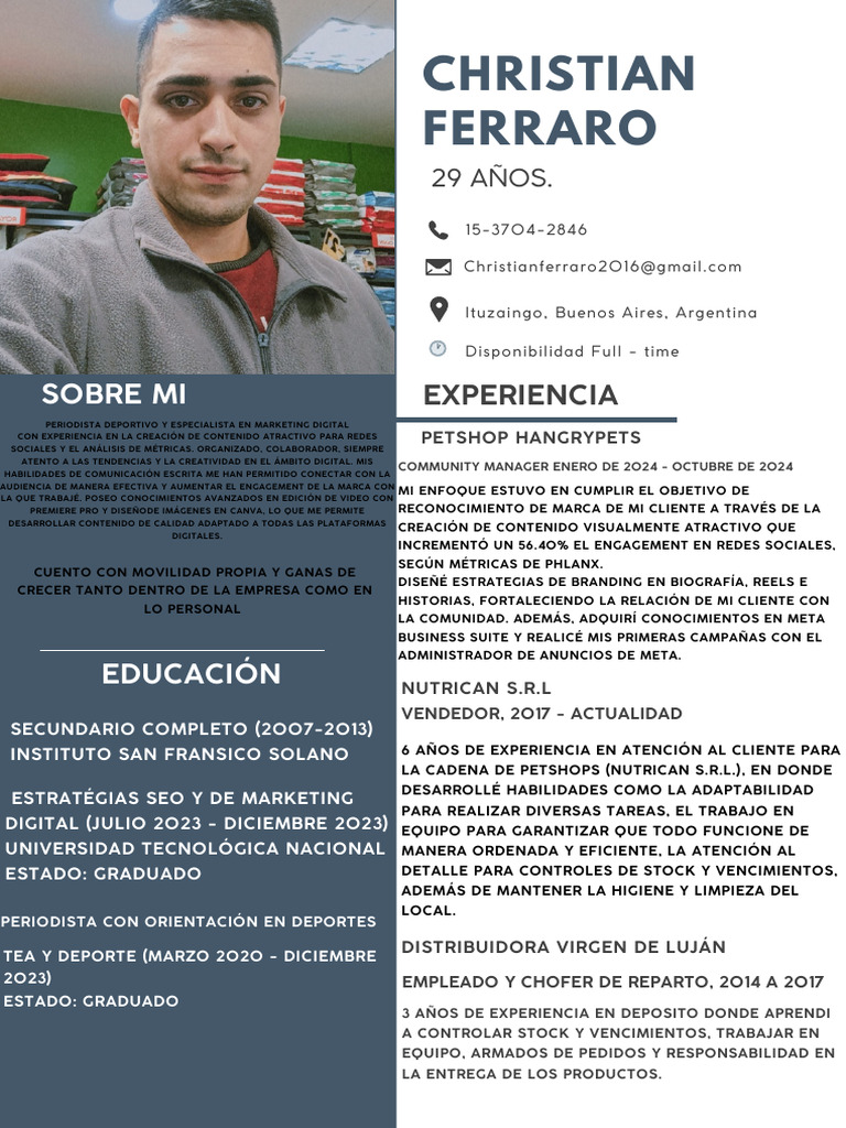 CV Christian Ferraro | PDF | Marketing | Marca