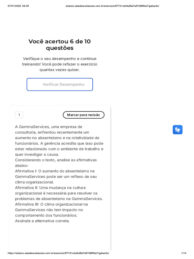 Exercicio 677d1cdcfed6a7a57d86fda7 Gabarito | PDF | Cultura ...