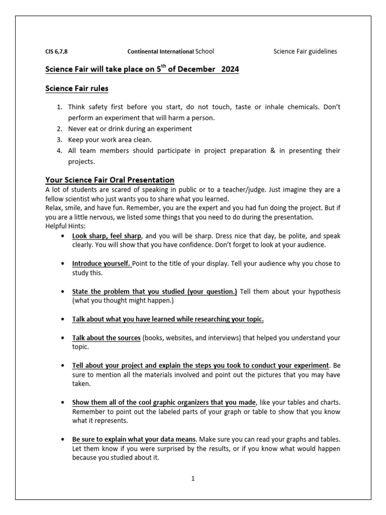 Science Fair Guidelines & Tips | PDF | Experiment | Hypothesis