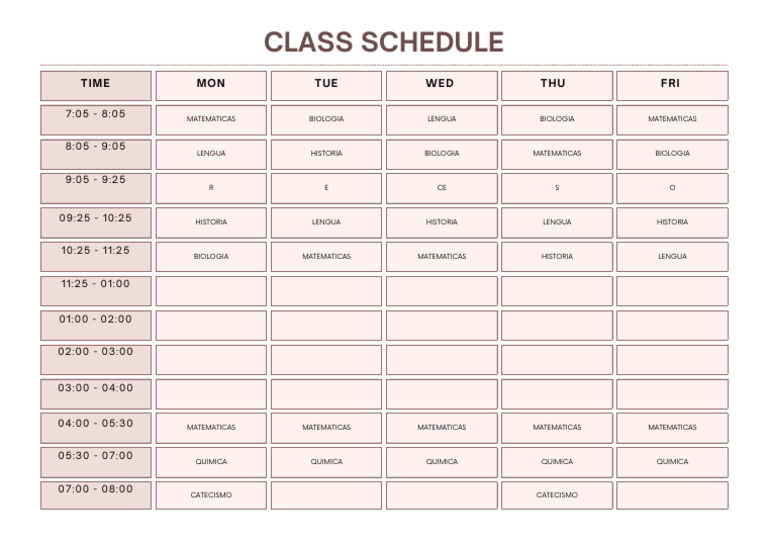Horario de Clases Semanal | PDF