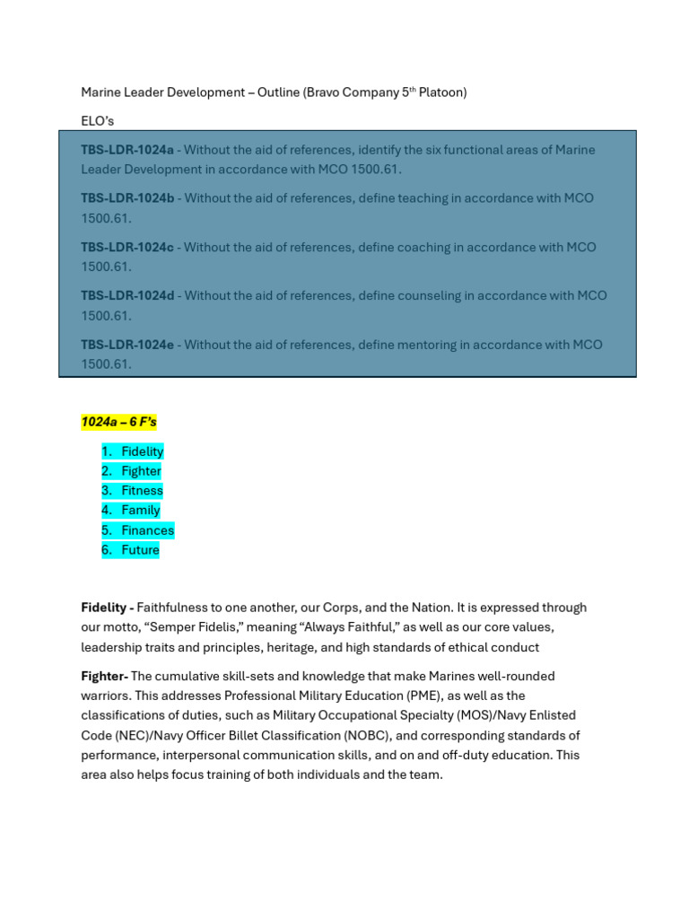 Marine Leader Development Guide | PDF | Mentorship | United States ...
