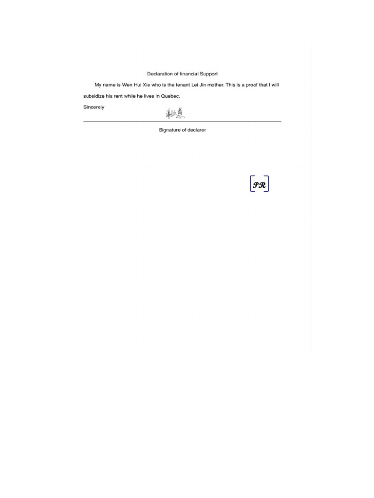 Declaration of Financial Support-Tenant-2 | PDF