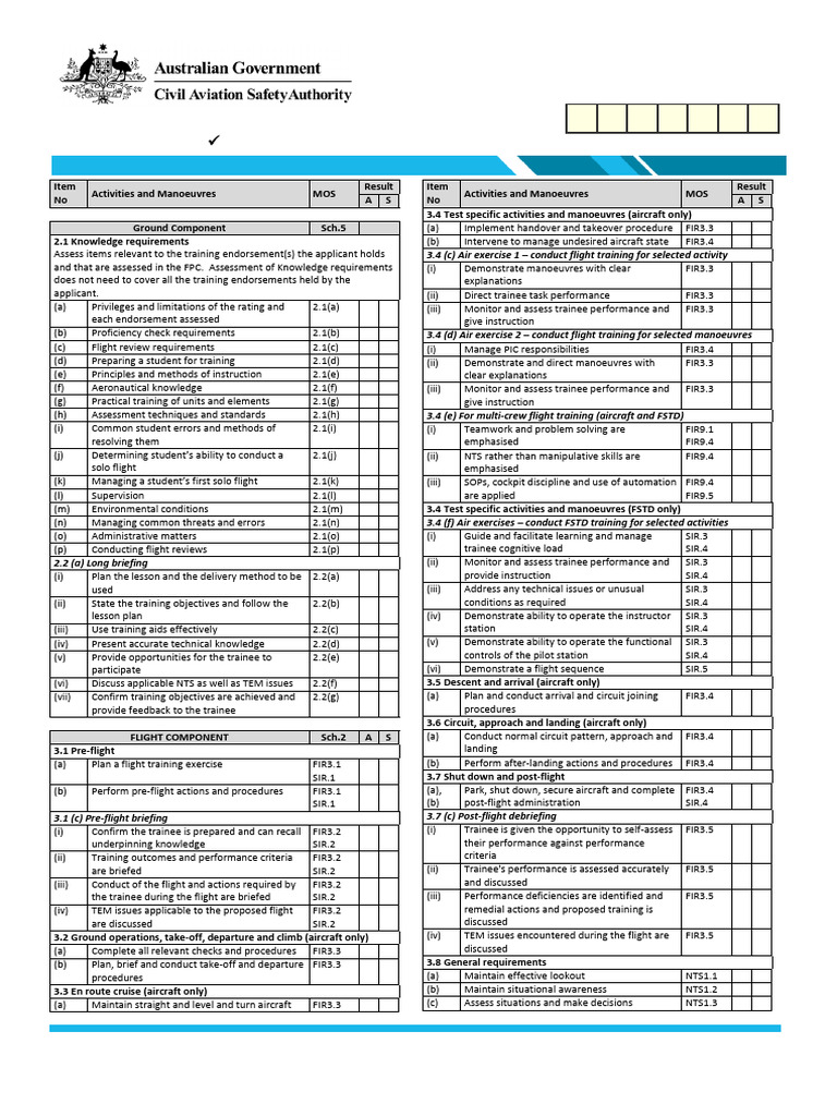 pilot-instructor-rating-proficiency-check-checklist-form-61-1518 | PDF ...