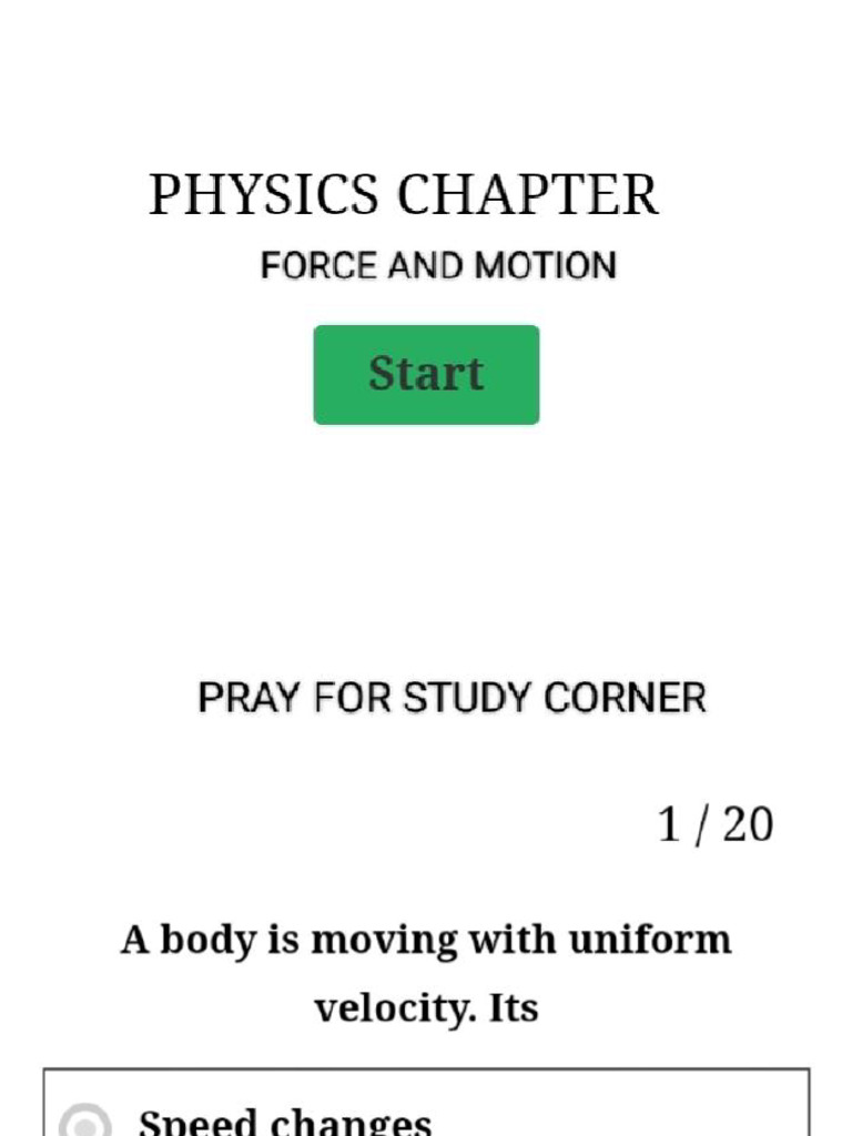 PMDC Test Force and Motion by Study Corner | PDF