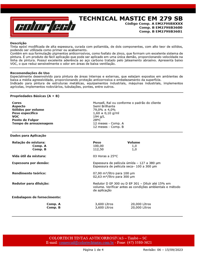 Em 2 79 - Technical Mastic em 2 79 SB | PDF | Tinta | Materiais