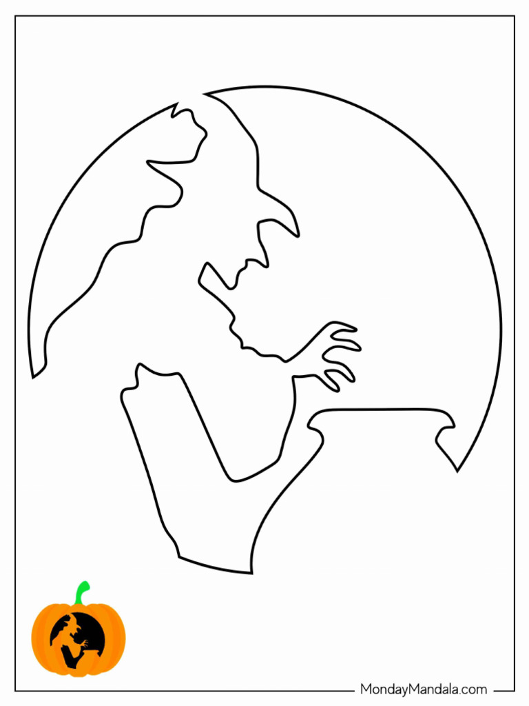 Witch Casting Spell Pumpkin Stencil | PDF
