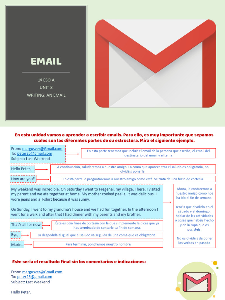Escribir un Email: 1º ESO | PDF