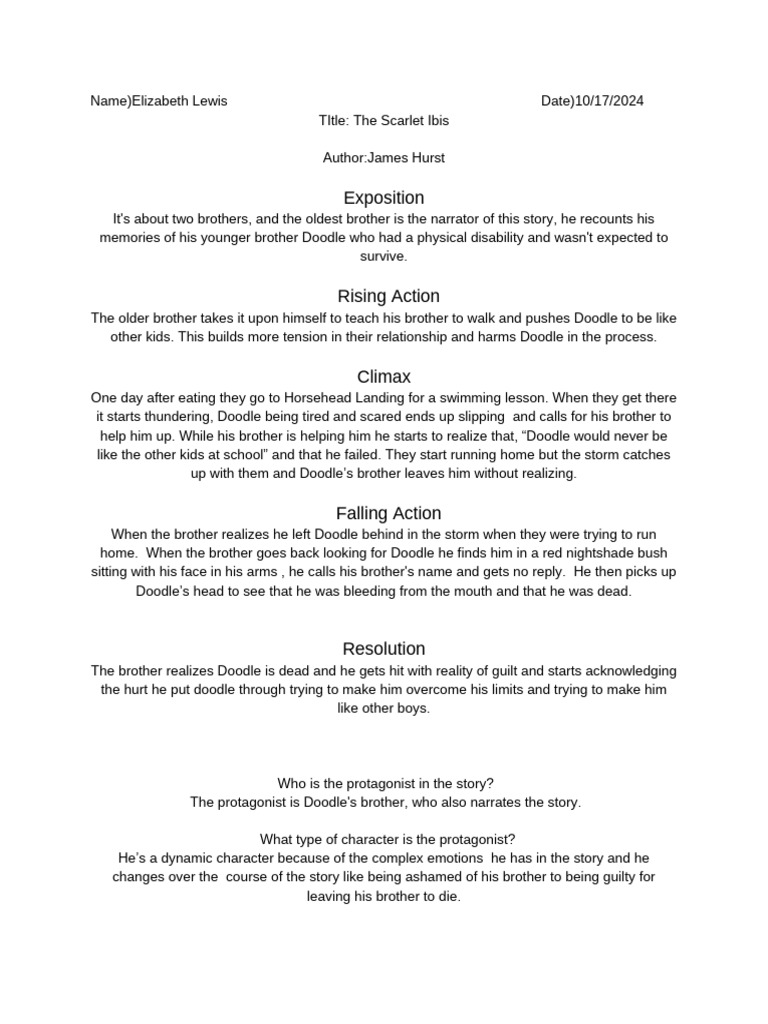 TItle - The Scarlet Ibis | PDF