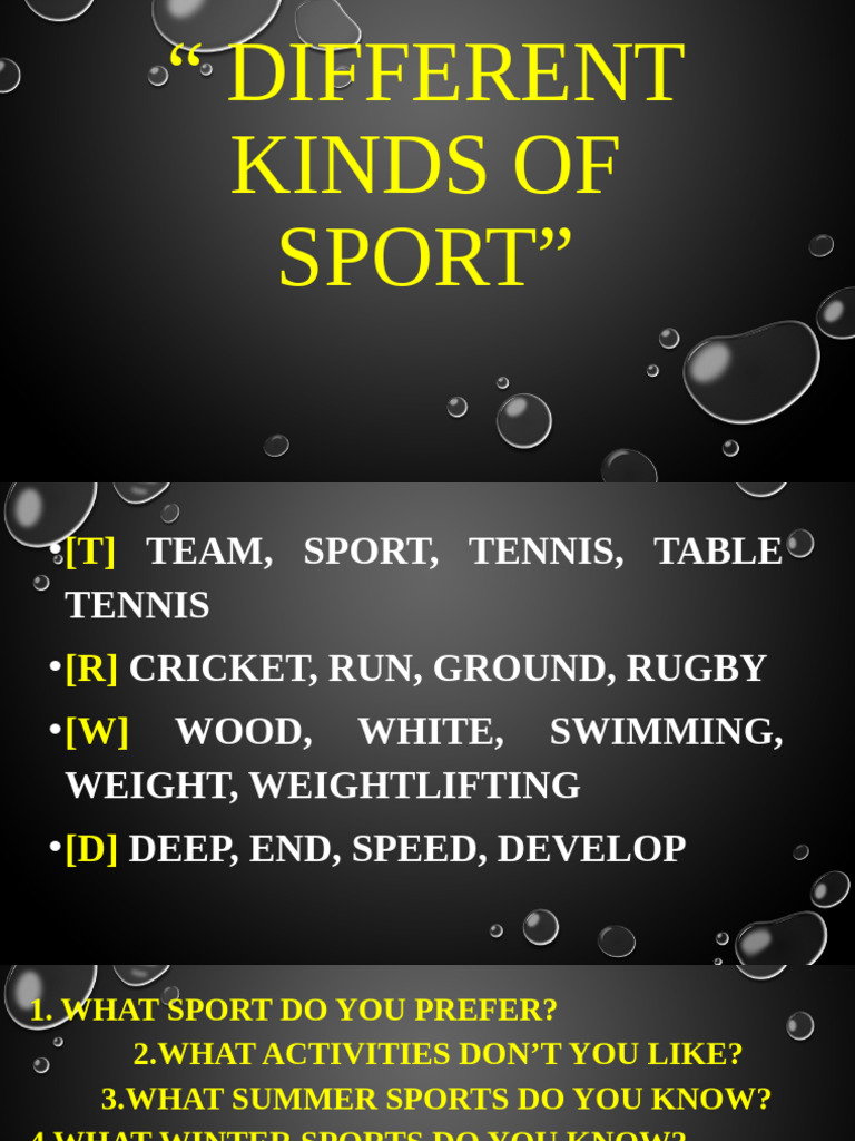 Types of Sports and Personal Preferences | PDF | Sports
