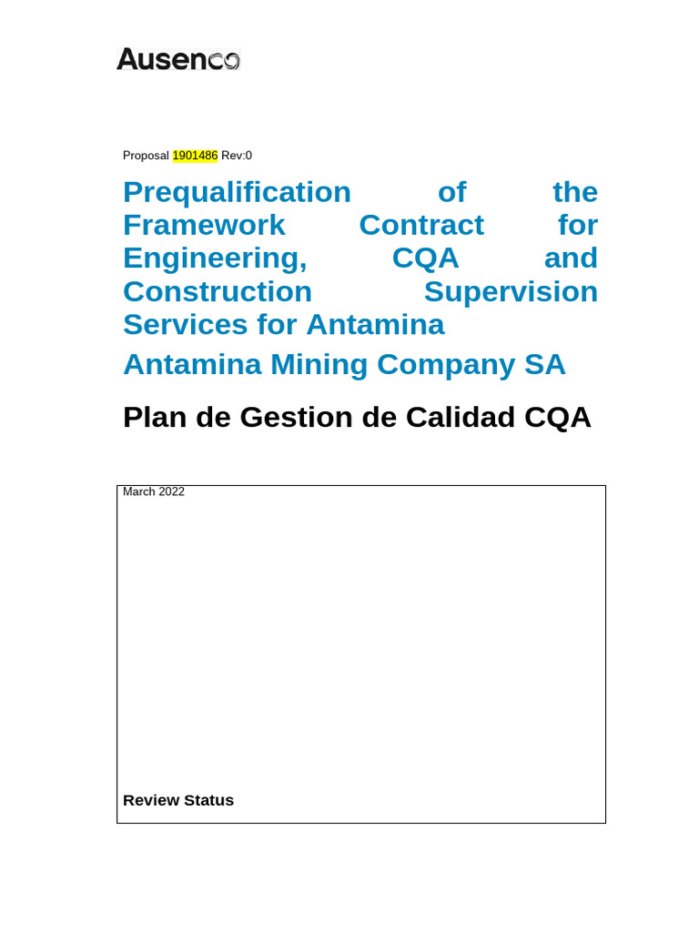 Plan CQA CMA | PDF | Quality (Business) | General Contractor