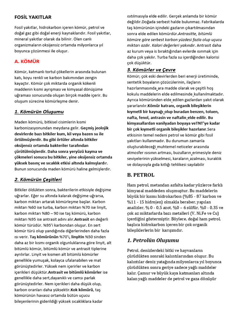 Fosi̇l Yakitlar | PDF