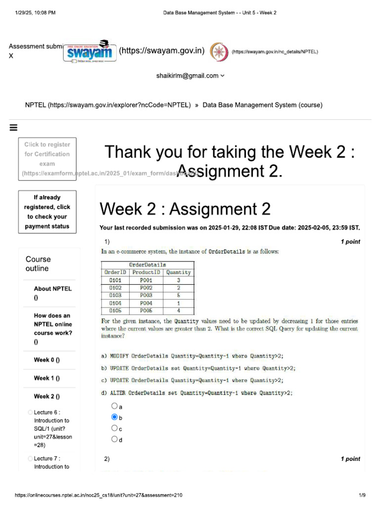 Dbms Week 2 Assignment 2 | PDF