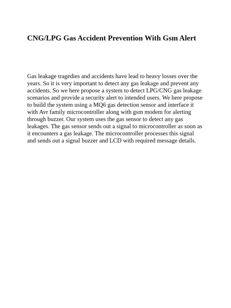 CNG/LPG Gas Accident Prevention With GSM Alert | PDF
