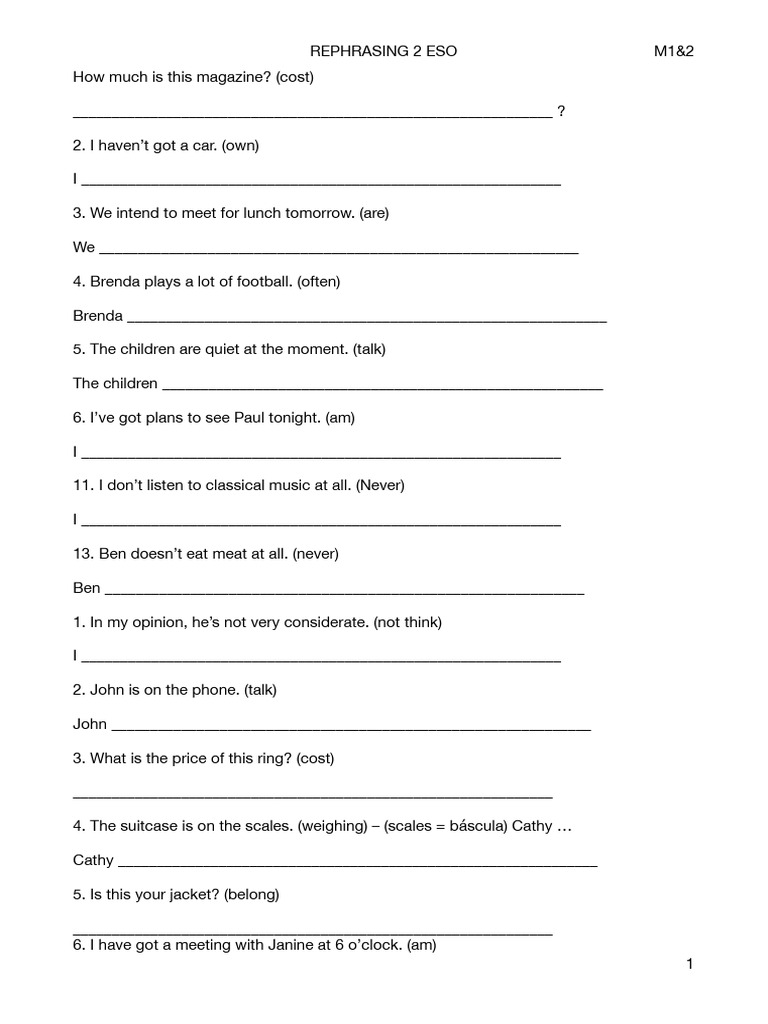 Options 2 Rephrasing M1&2 | PDF