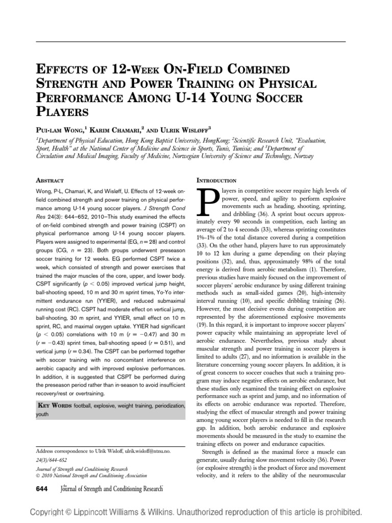 Effects of 12 Week On Field Combined Strength And.8 | PDF | Strength ...