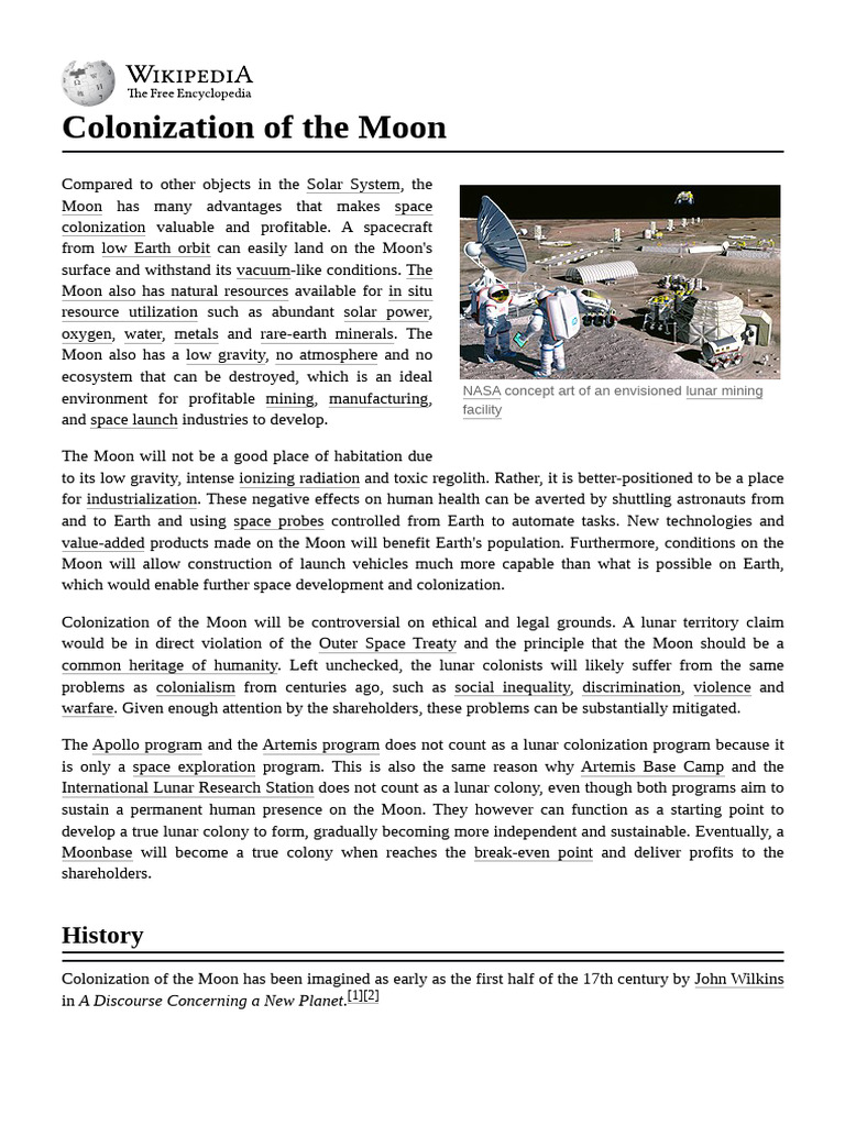 Colonization_of_the_Moon | PDF | Colonization Of The Moon | Space ...