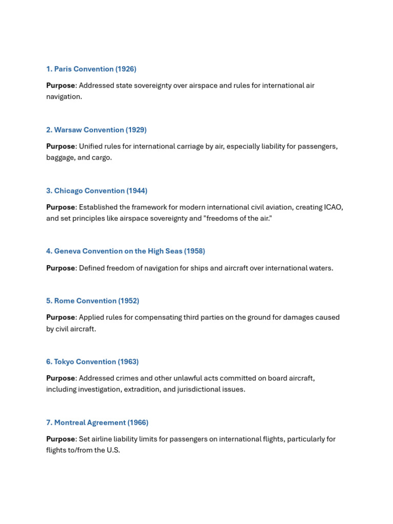 Key International Aviation Conventions | PDF