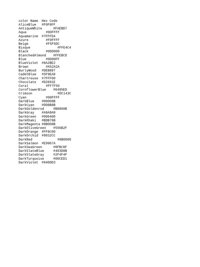 Hex Colors | PDF