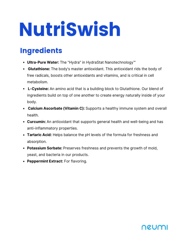 NutriSwish Ingredients | PDF