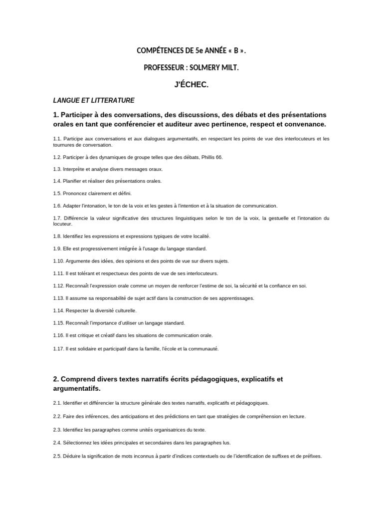 Compétences de 5e année | PDF | Entier naturel | Décimal