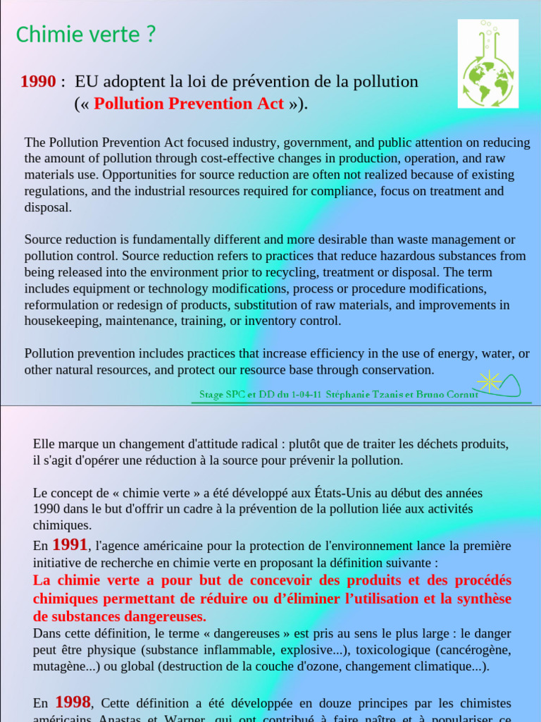 Introduction La Chimie Verte Et Ses Principes PDF Chimie Catalyse