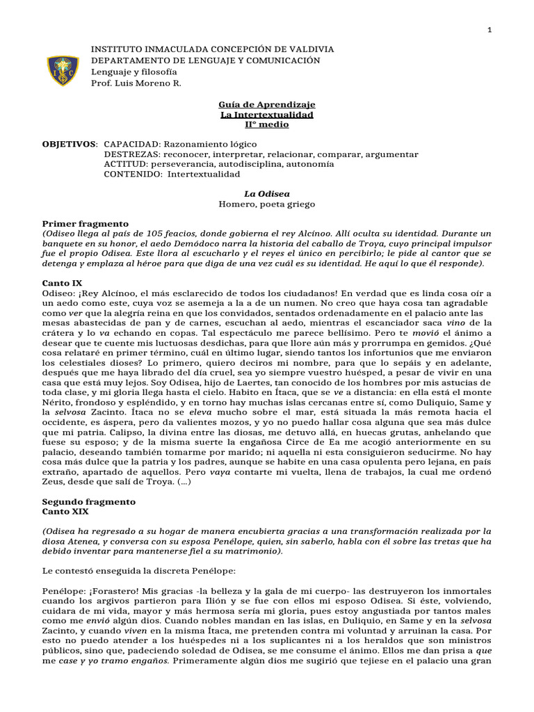 Intertextualidad | PDF | Odisea | Odiseo