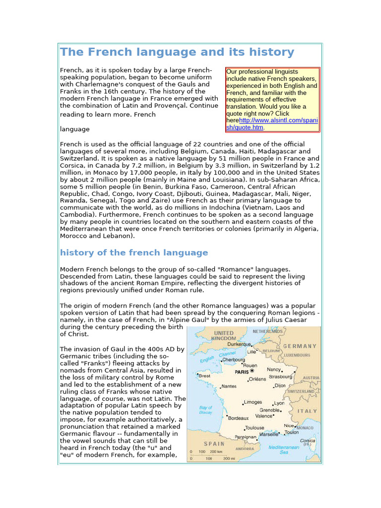 The French language and its history.docx | PDF | French Language | Latin
